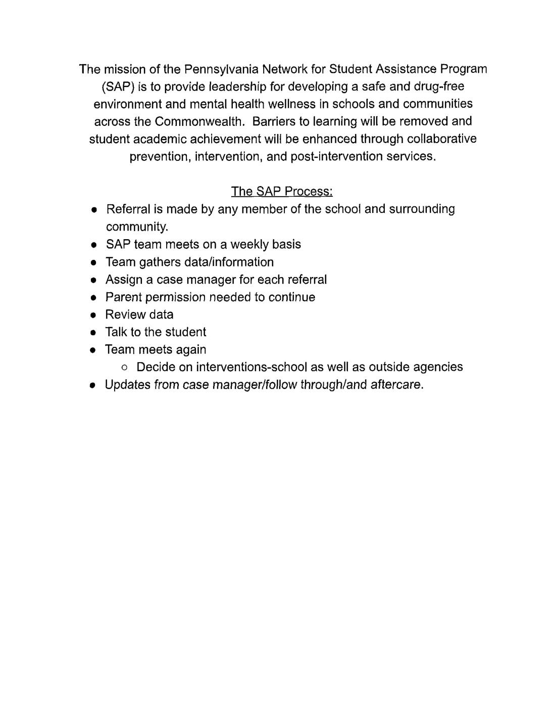 Student Assistance Program - Huntingdon Area School District