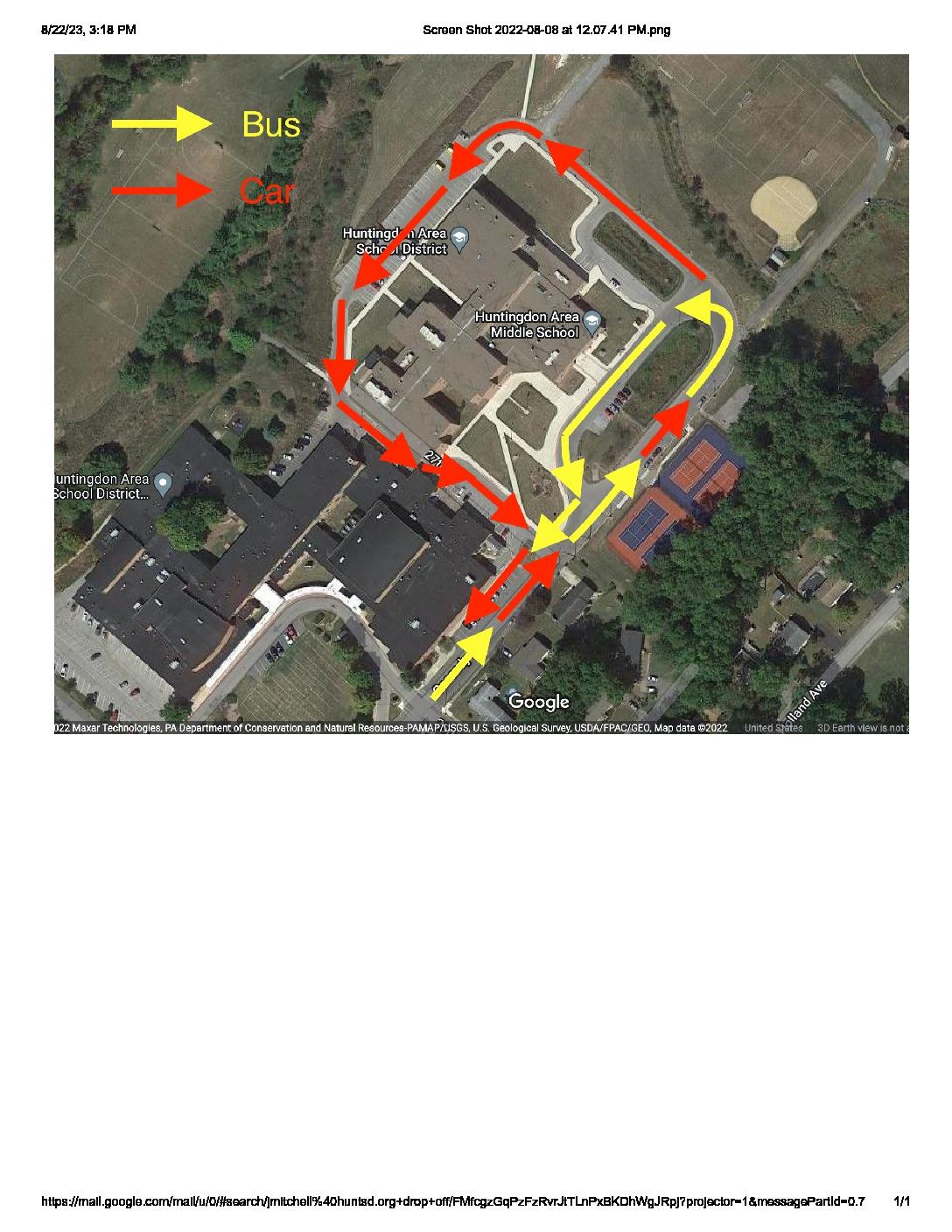 Route for Middle School/High School Student Morning Drop Off ...