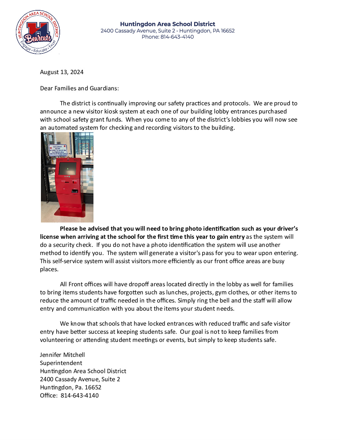 Visitor Kiosk Systems - Huntingdon Area School District
