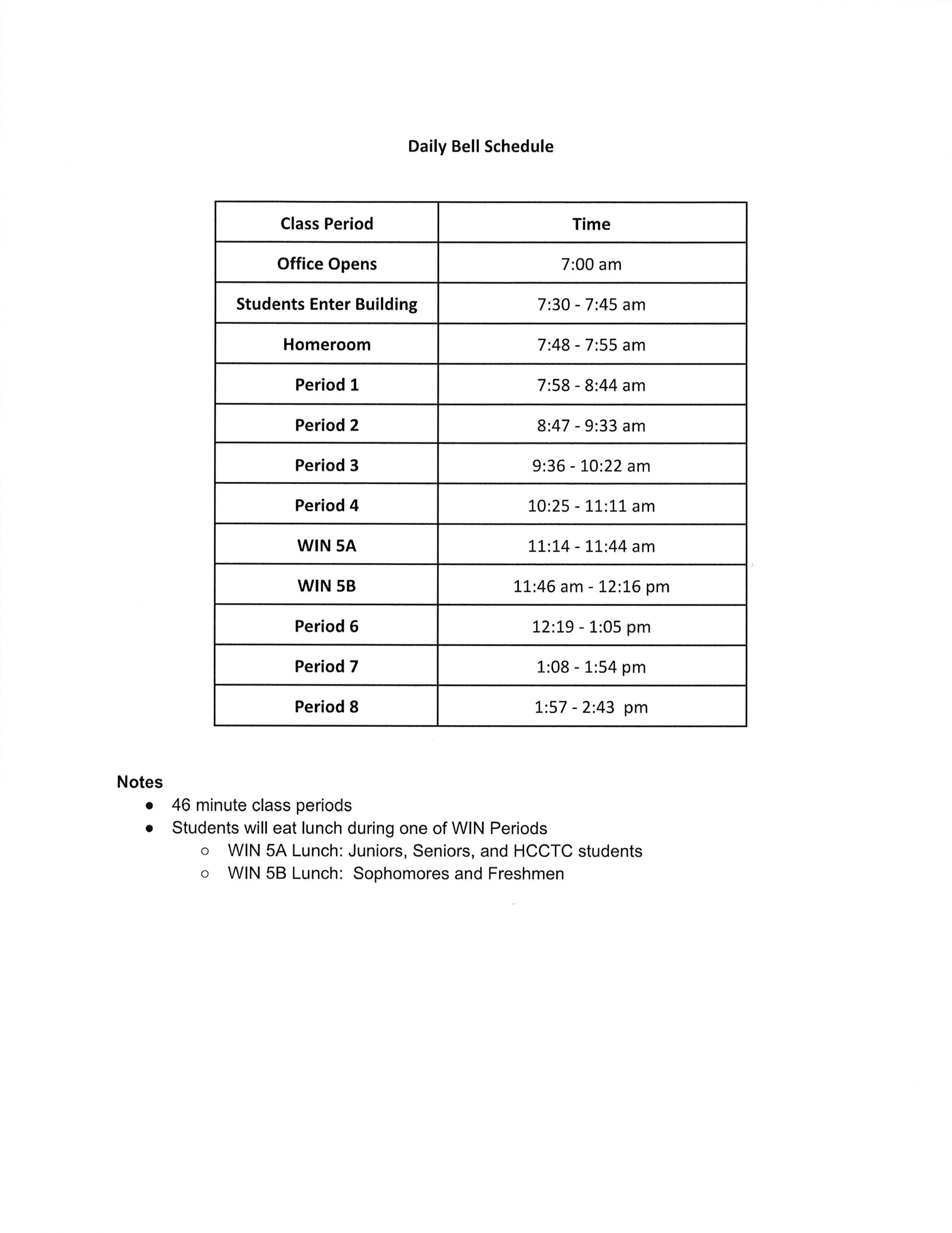 HS Schedules - Huntingdon Area School District