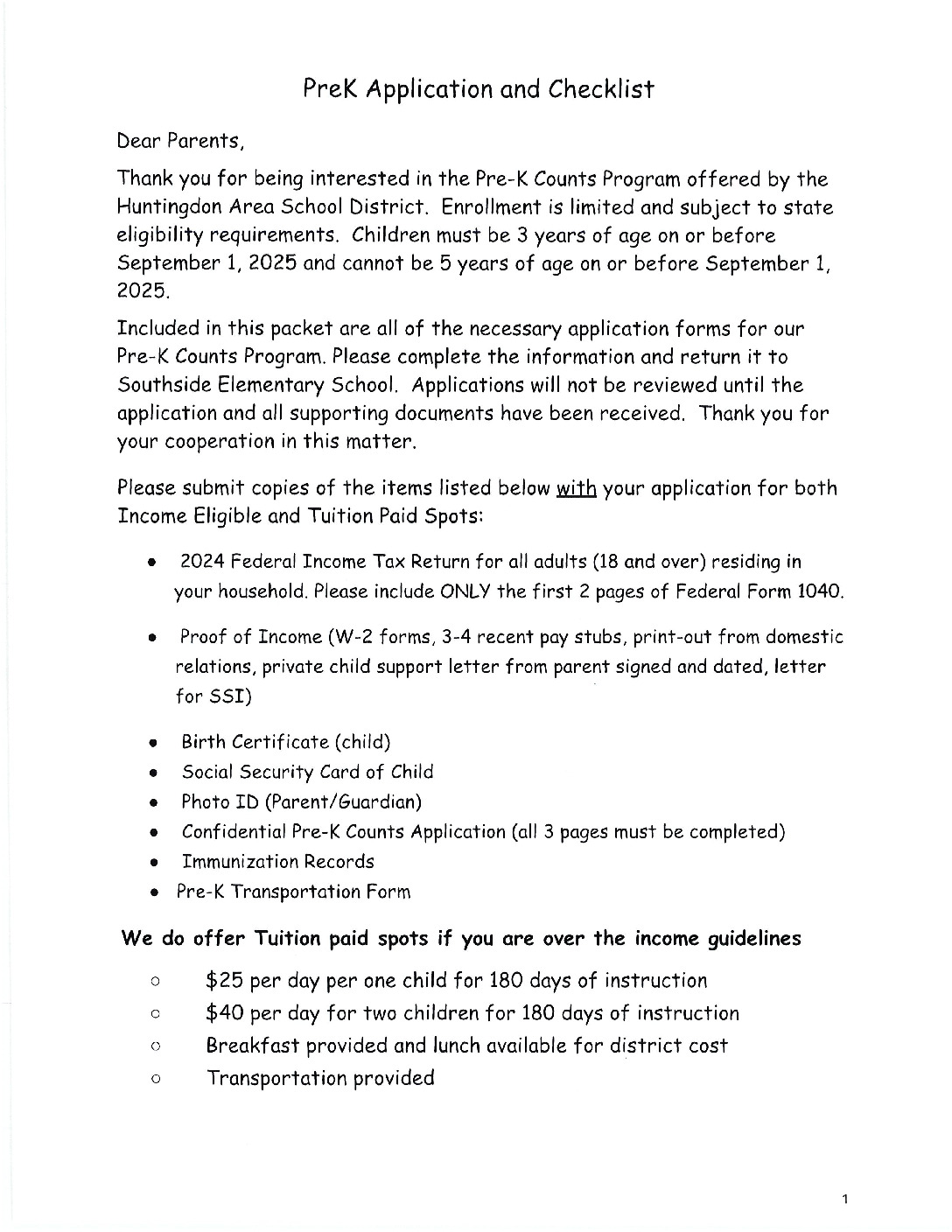 Huntingdon Area School District PreK Counts 2025-2026 - Huntingdon Area ...