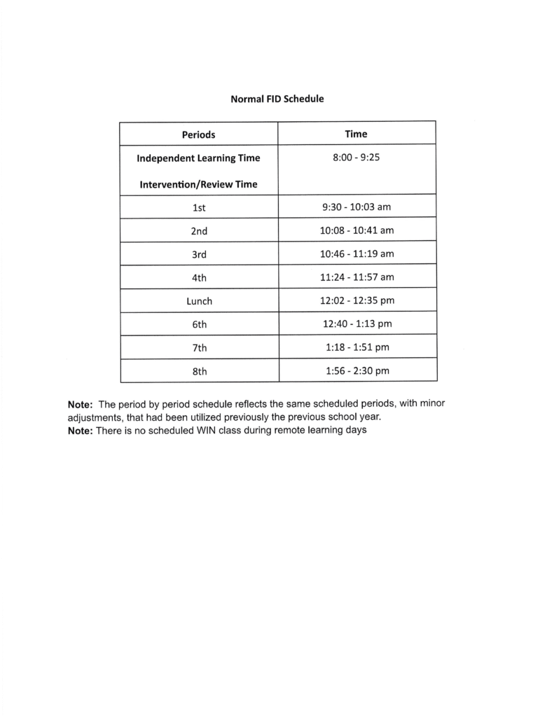 HS Schedules - Huntingdon Area School District