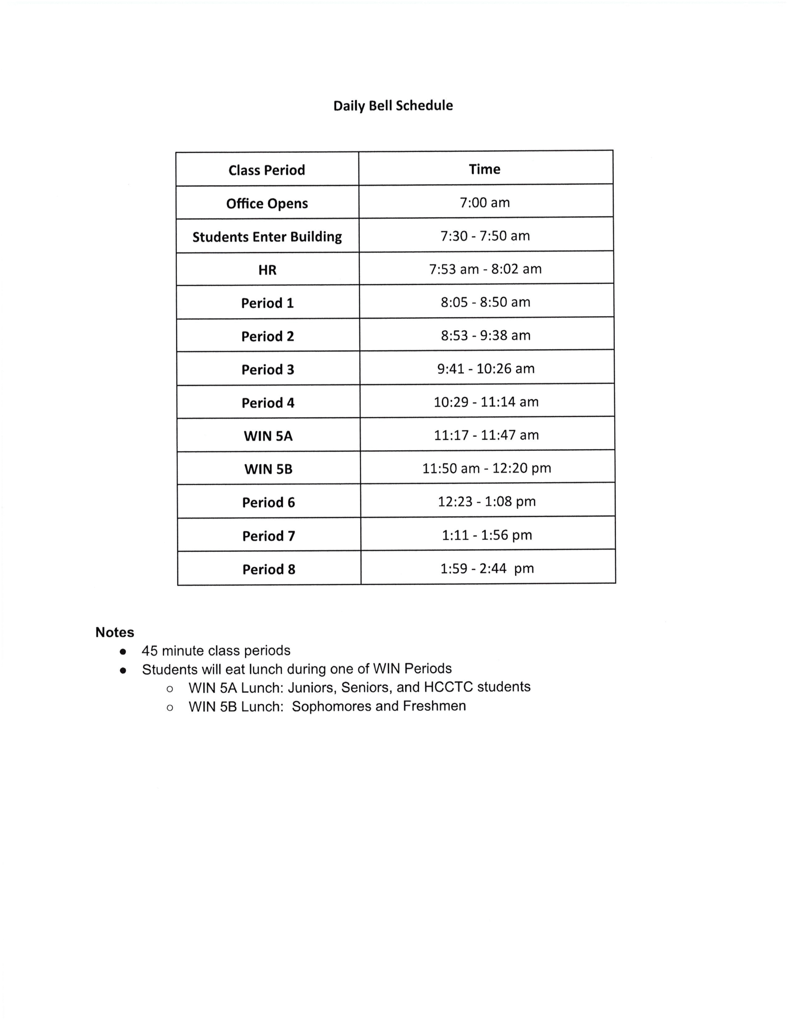 HS Schedules - Huntingdon Area School District